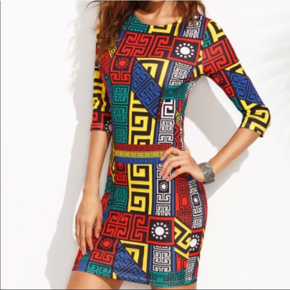 Dresses | Greek Tribal Key Print Sheath Dress | Poshmark